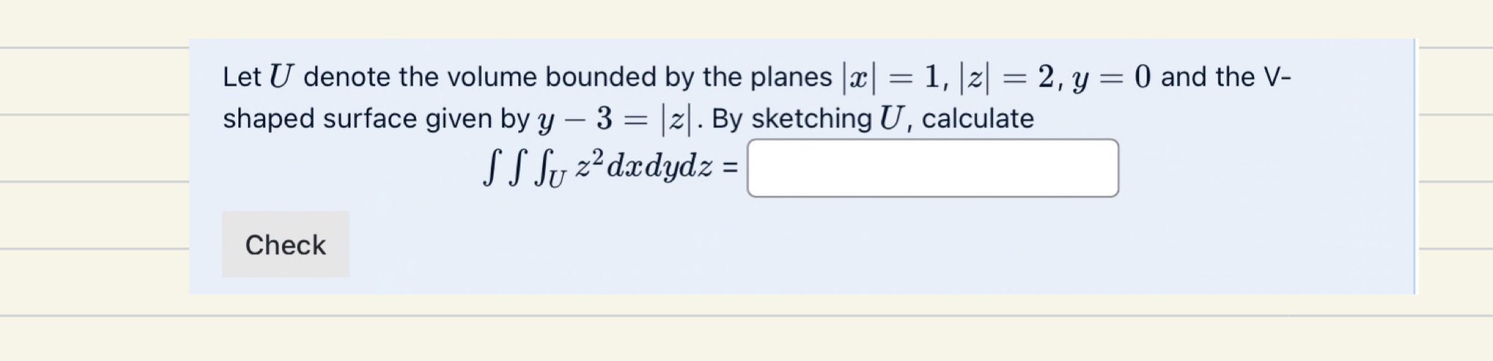 Solved Let U ﻿denote the volume bounded by the planes | Chegg.com