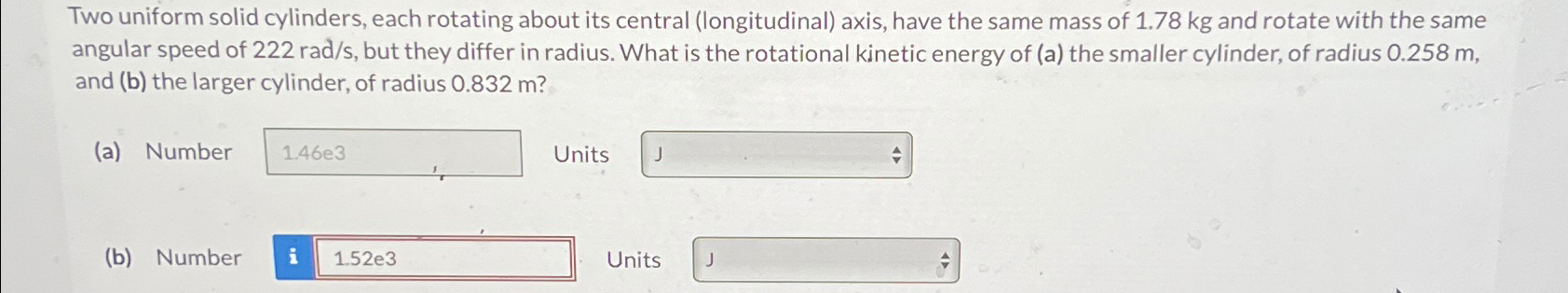 Solved Two uniform solid cylinders, each rotating about its | Chegg.com