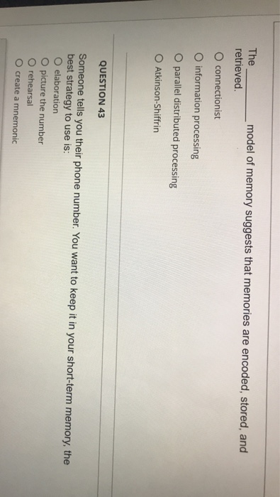 Solved The model of memory suggests that memories are | Chegg.com