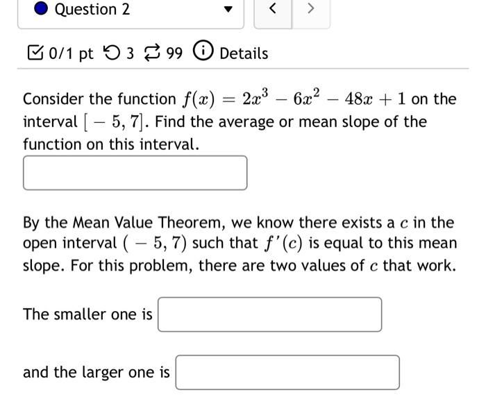 Solved Consider the function f(x)=2x3−6x2−48x+1 on the | Chegg.com