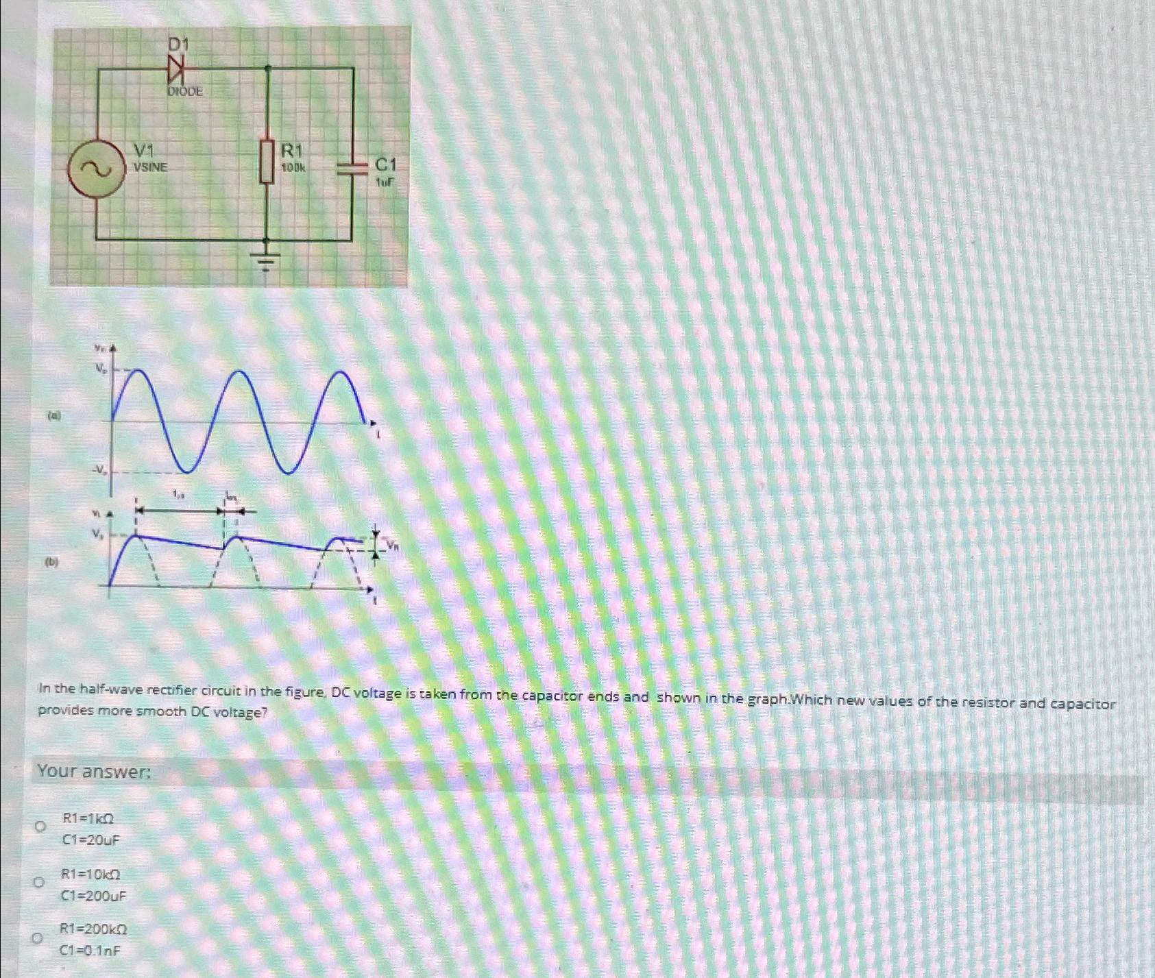 Solved In the half-wave rectifier circuit in the figure, DC | Chegg.com