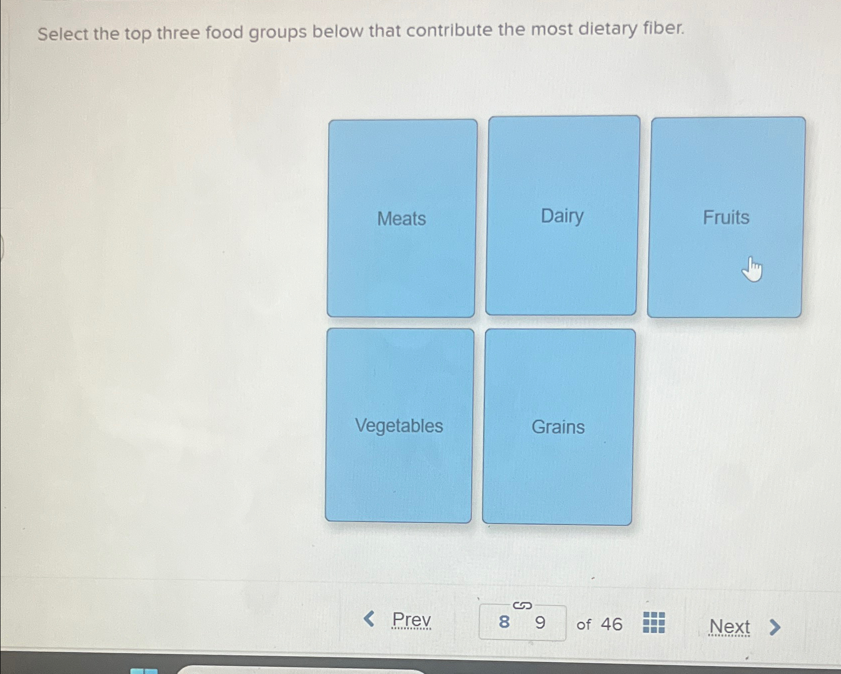 Solved Select the top three food groups below that | Chegg.com