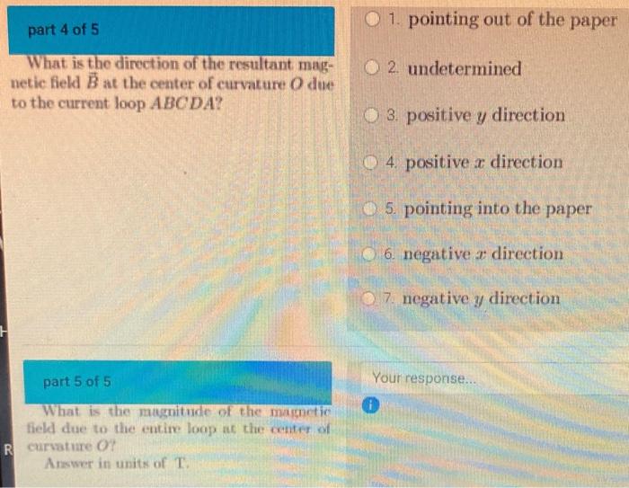 Solved part 1 of 5 The current loop ABCDA carries current | Chegg.com
