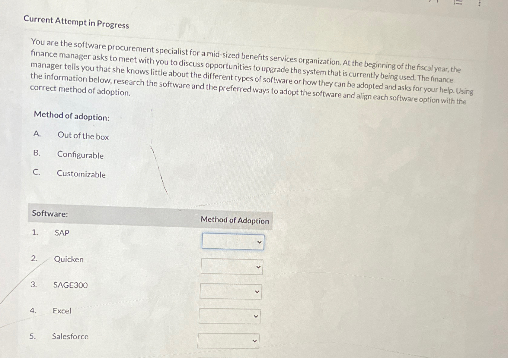 Solved Current Attempt in ProgressYou are the software | Chegg.com