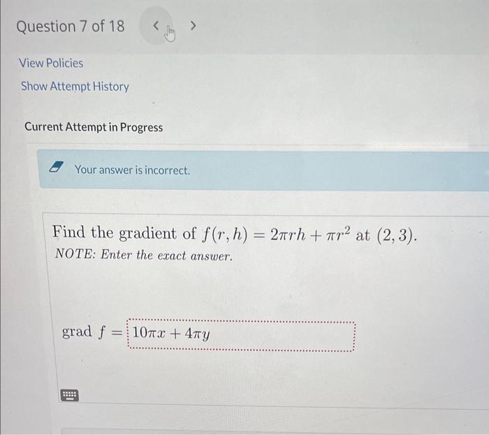 Solved View Policies Show Attempt History Current Attempt in | Chegg.com