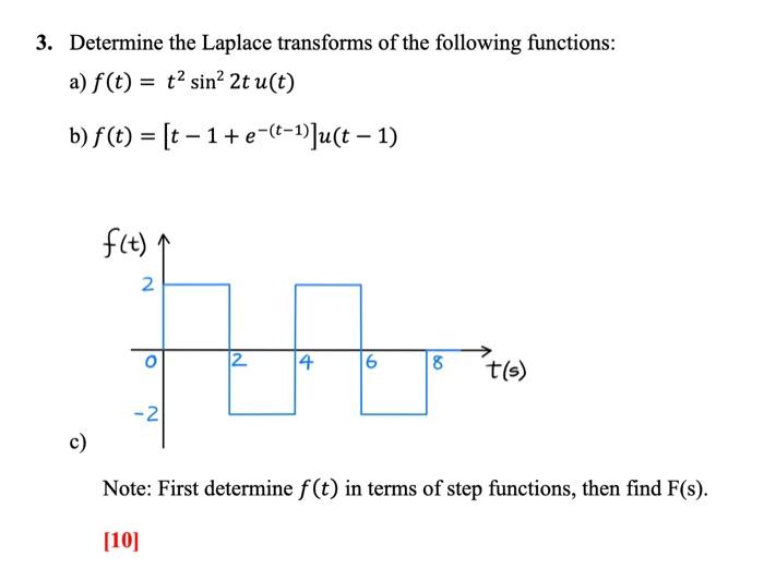 Solved 3 Determine The Laplace Transforms Of The Following