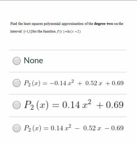 Solved Find the least squares polynomial approximation of | Chegg.com