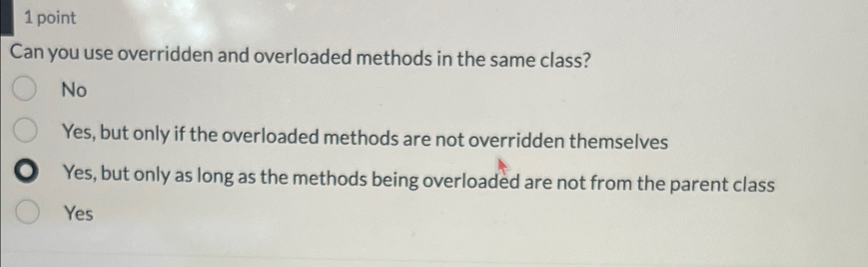 Solved 1 ﻿pointCan you use overridden and overloaded methods | Chegg.com