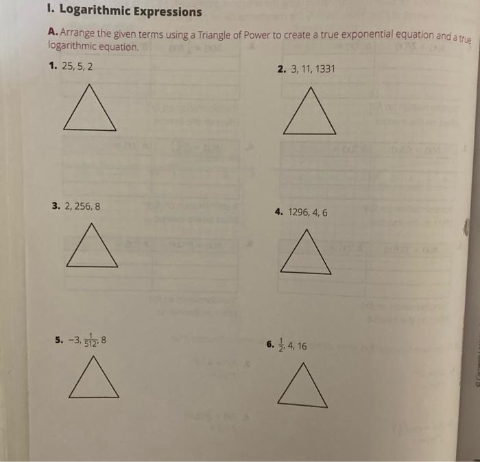 Solved A. Arrange the given terms using a Triangle of Power | Chegg.com