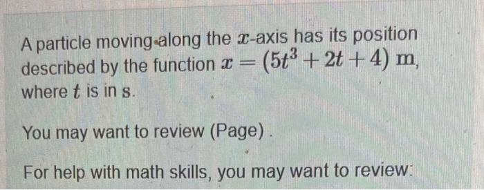 Solved A particle moving along the x-axis has its position | Chegg.com