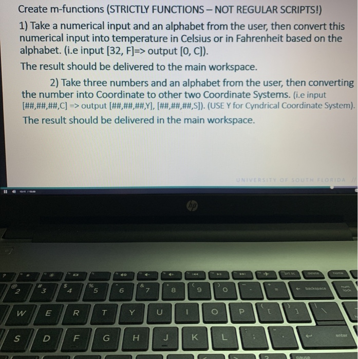 Solved Create m-functions (STRICTLY FUNCTIONS - NOT REGULAR | Chegg.com