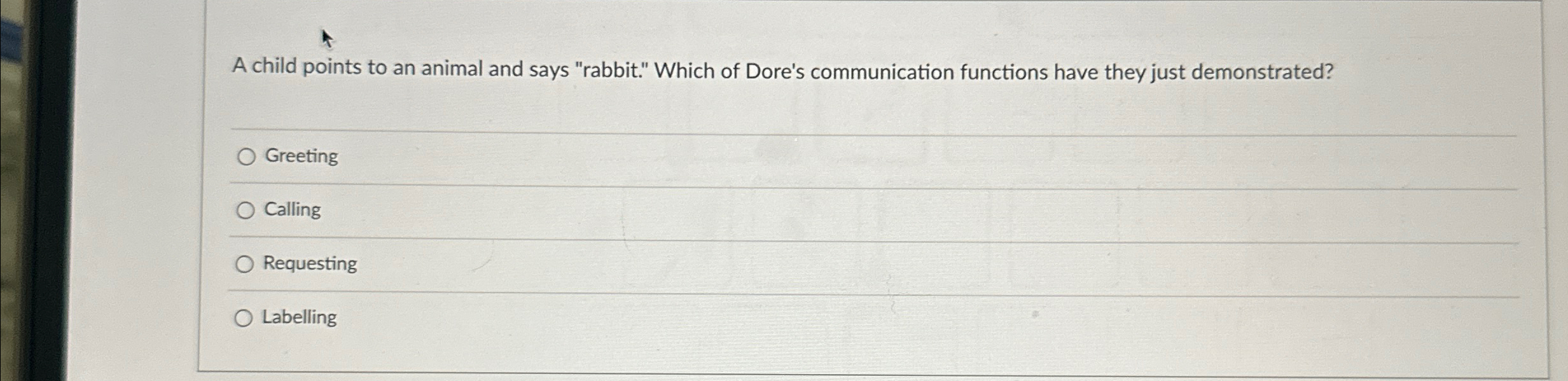 Solved A child points to an animal and says "rabbit." Which | Chegg.com