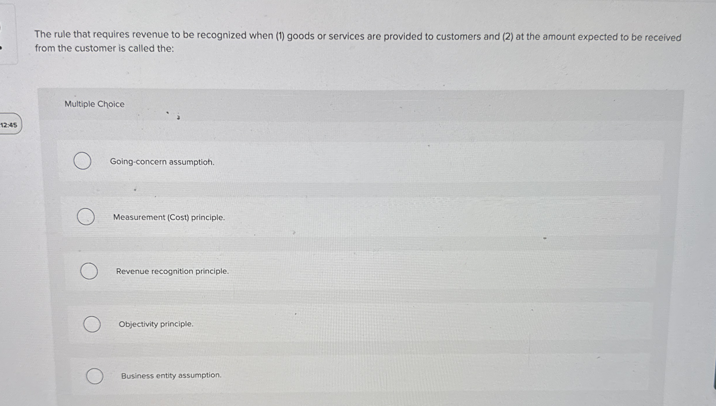 The rule that requires revenue to be recognized when | Chegg.com