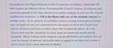 Solved According to the Papal Influence in the Conversion of | Chegg.com