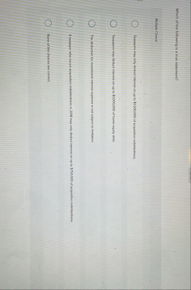 Solved Which of the following is a true statement?Multiple | Chegg.com