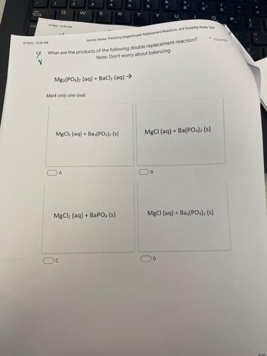 Solved Activity Series, Predicting Single Double Replacement | Chegg.com