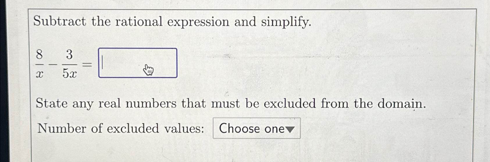 Solved Subtract the rational expression and | Chegg.com