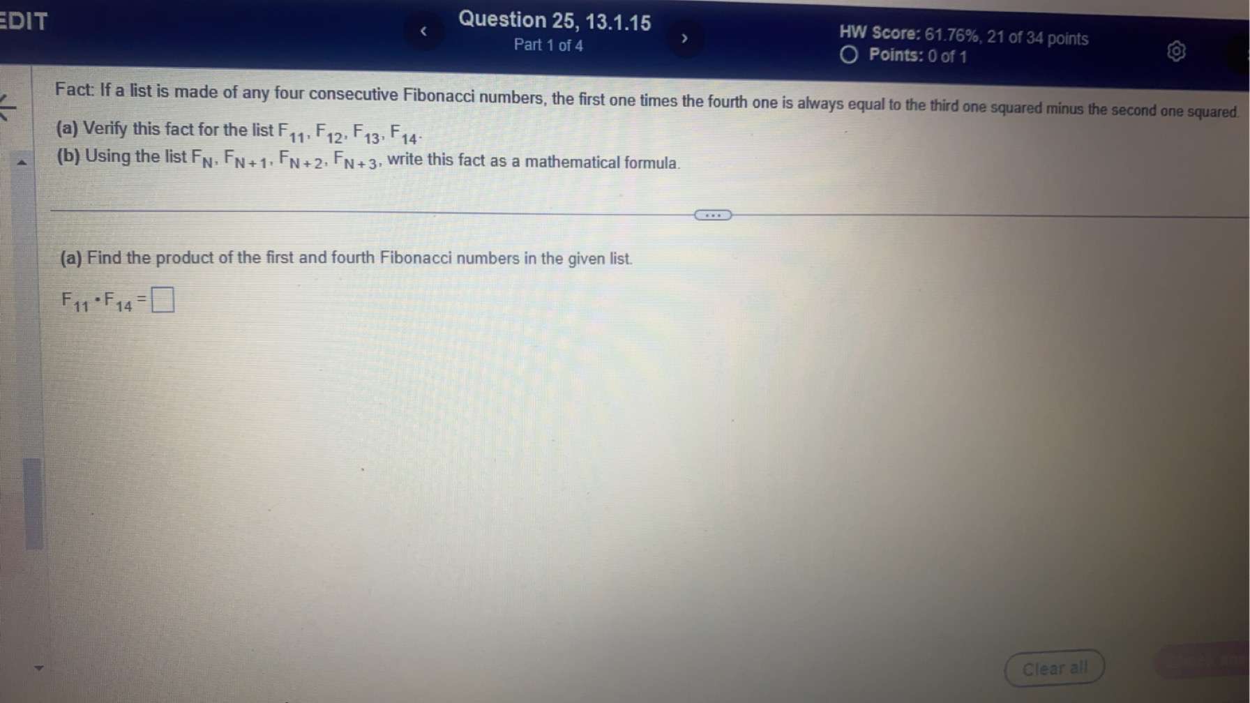 Solved Fact: If a list is made of any four consecutive | Chegg.com