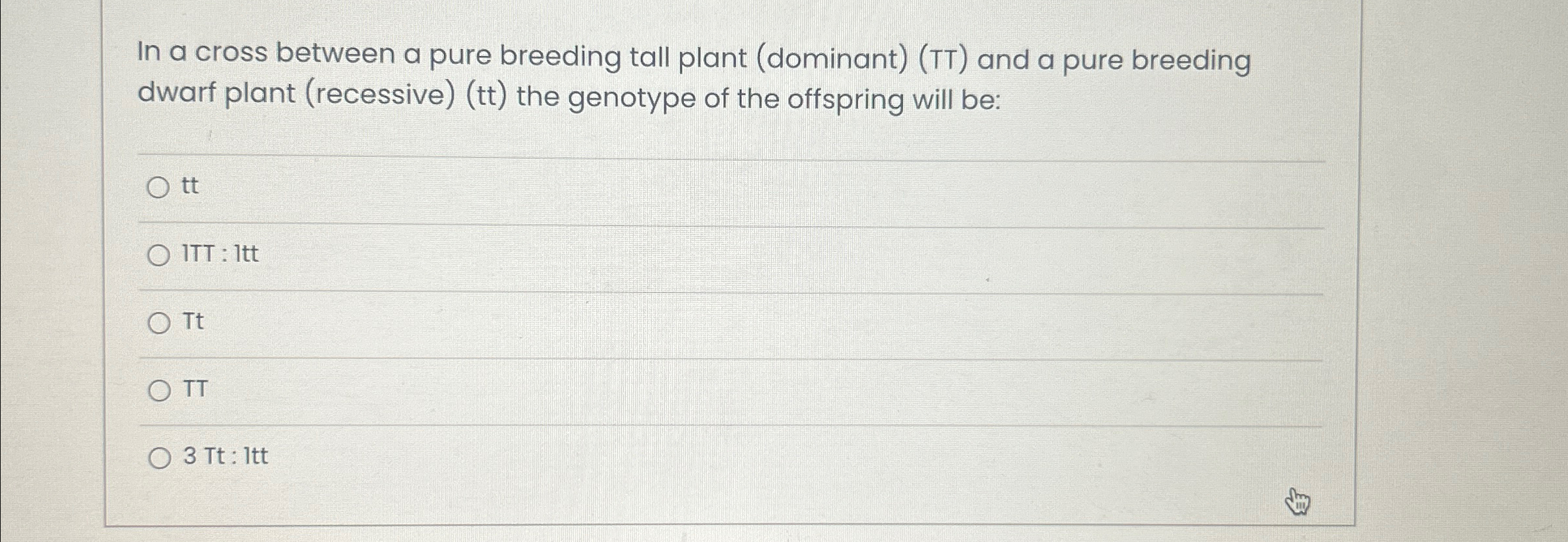 Solved In a cross between a pure breeding tall plant | Chegg.com