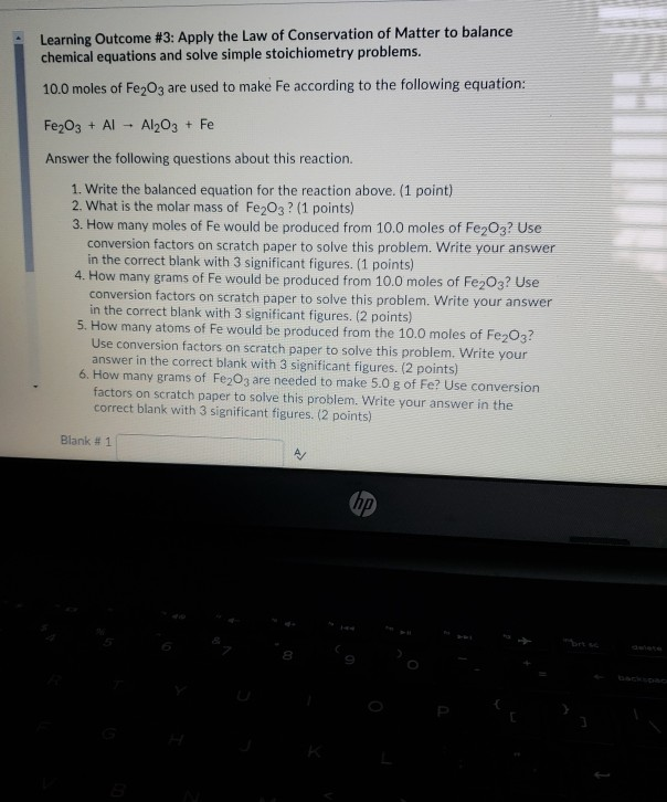 Solved Learning Outcome #3: Apply the Law of Conservation of | Chegg.com