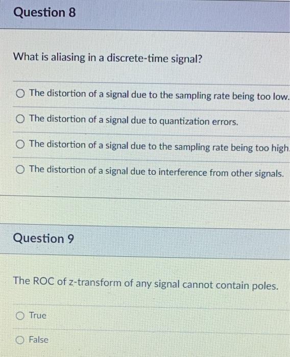Solved What is aliasing in a discrete-time signal? The | Chegg.com