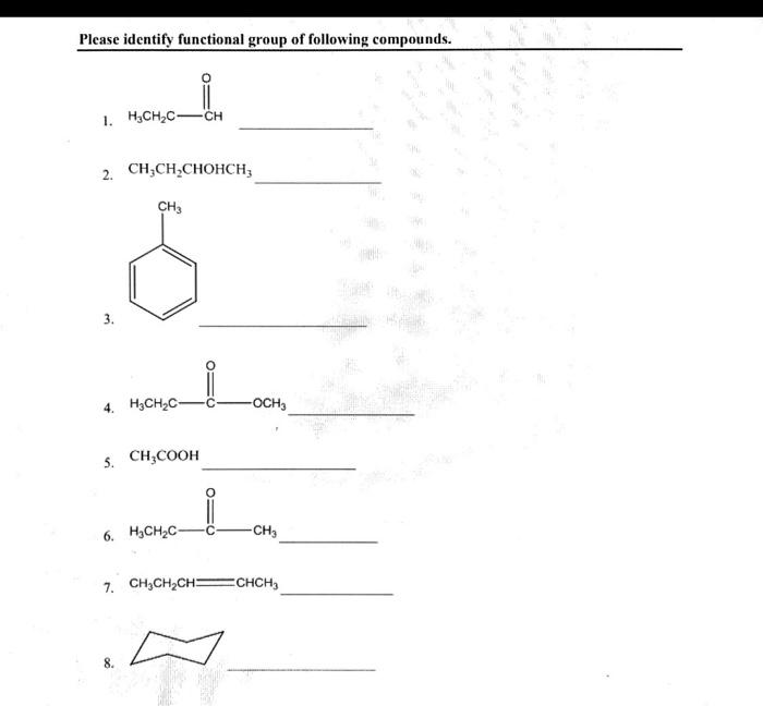 Solved Please identify functional group of following | Chegg.com