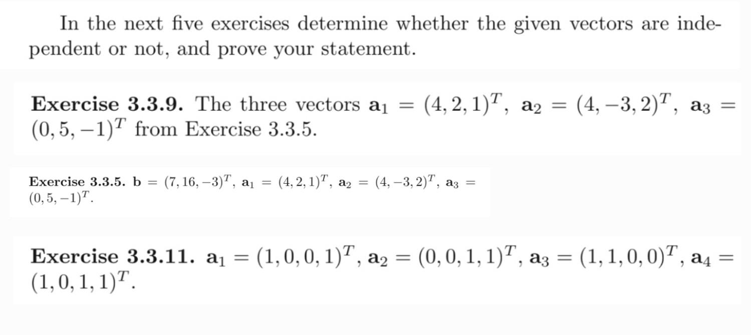 Solved In the next five exercises determine whether the | Chegg.com
