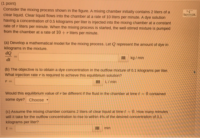 Solved (1 point) Consider the mixing process shown in the | Chegg.com