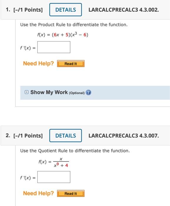 Solved Use the Product Rule to differentiate the function. | Chegg.com