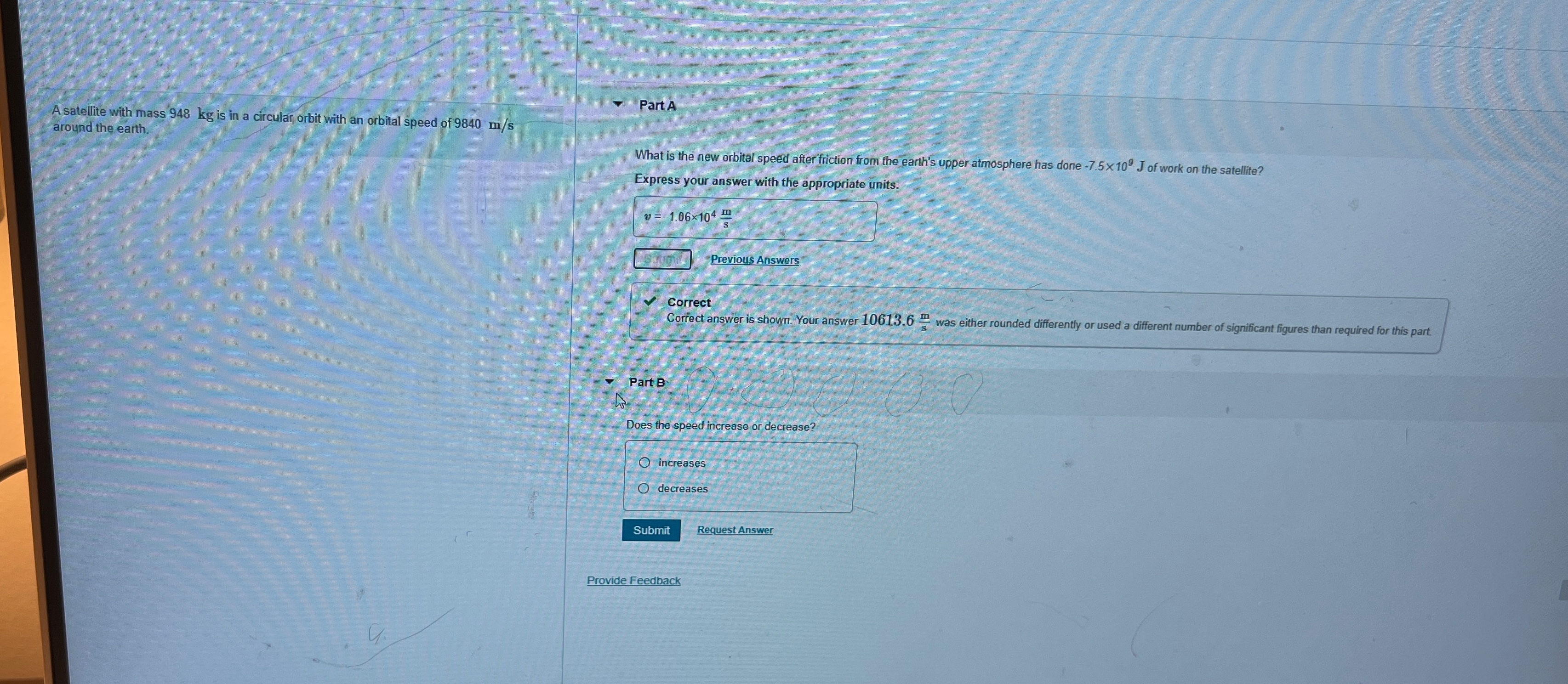 Solved A satellite with mass 948kg ﻿is in a circular orbit | Chegg.com
