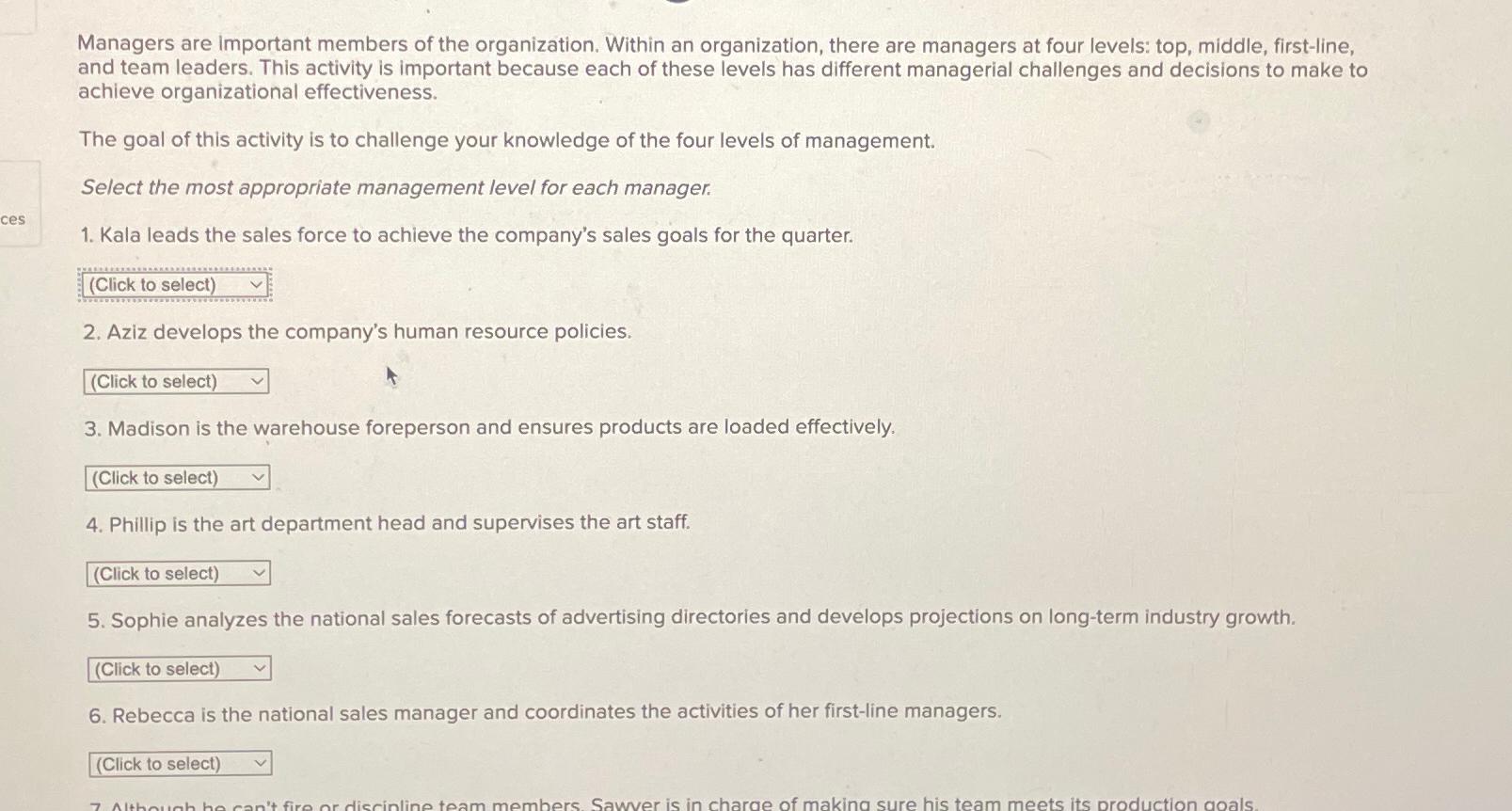 Solved Managers are important members of the organization. | Chegg.com
