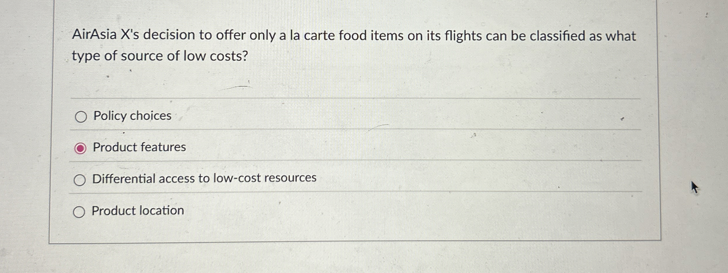 Solved AirAsia X's decision to offer only a la carte food | Chegg.com