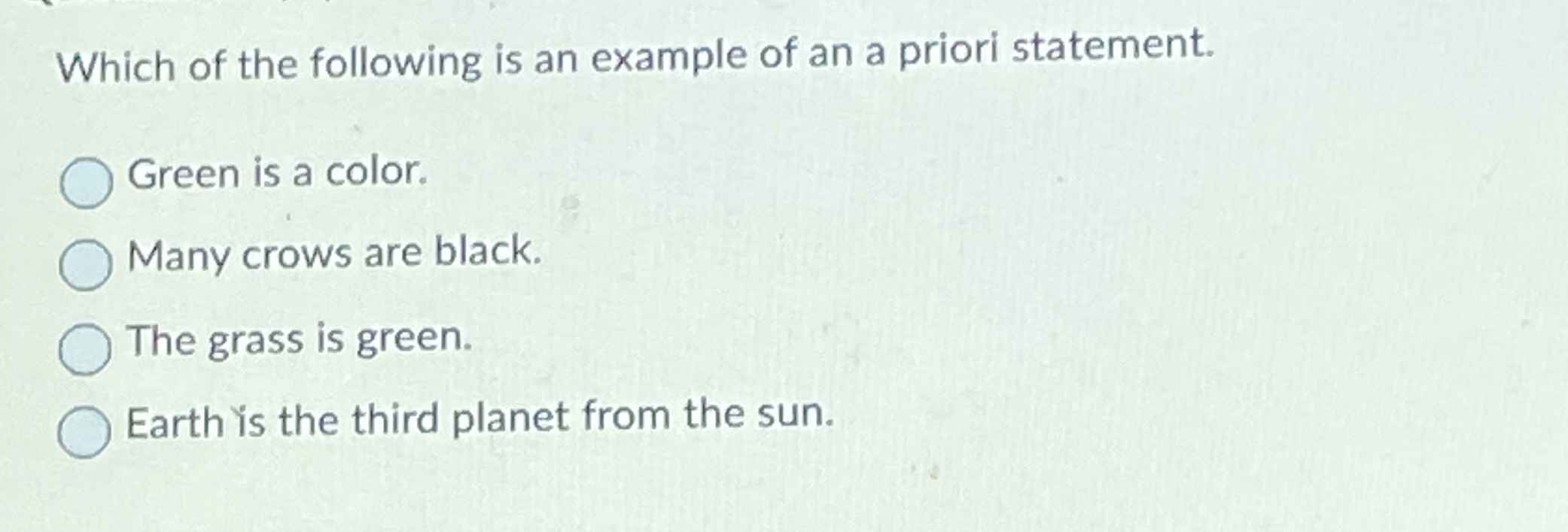 Solved Which of the following is an example of an a priori | Chegg.com