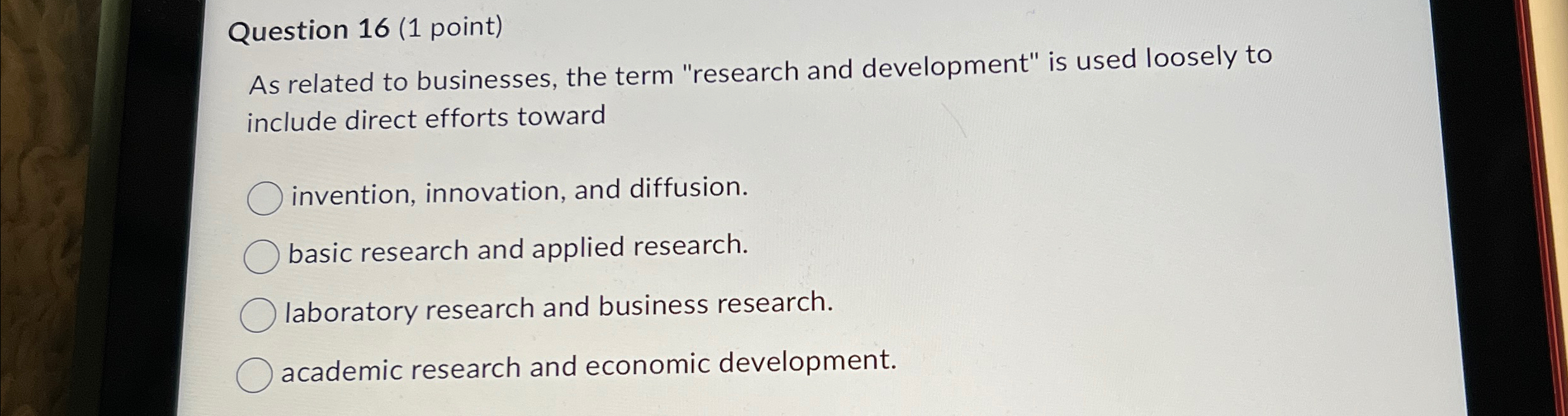 Solved Question 16 (1 ﻿point)As related to businesses, the | Chegg.com