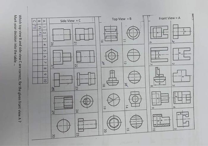 Solved Which top view B and side view C are correct, for the | Chegg.com