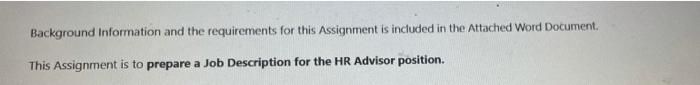 Solved Job Description Assignment This Assignment is to | Chegg.com