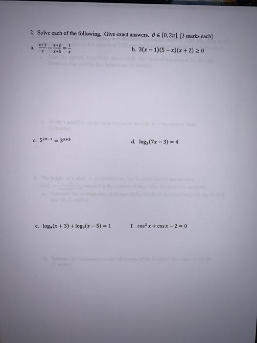 Solved 2. Use Grade 12 Advanced Functions Methods To Answer | Chegg.com