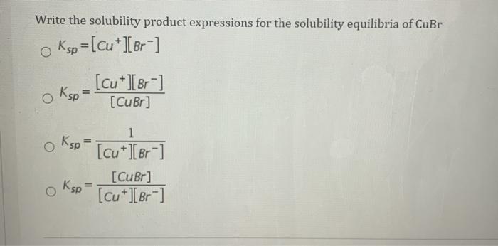 Solved Write the solubility product expressions for the | Chegg.com