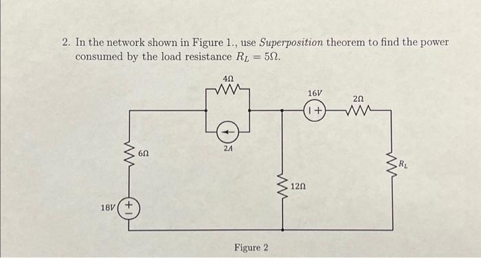 [Solved]: 2. In the network shown in Figure 1., use Superpos