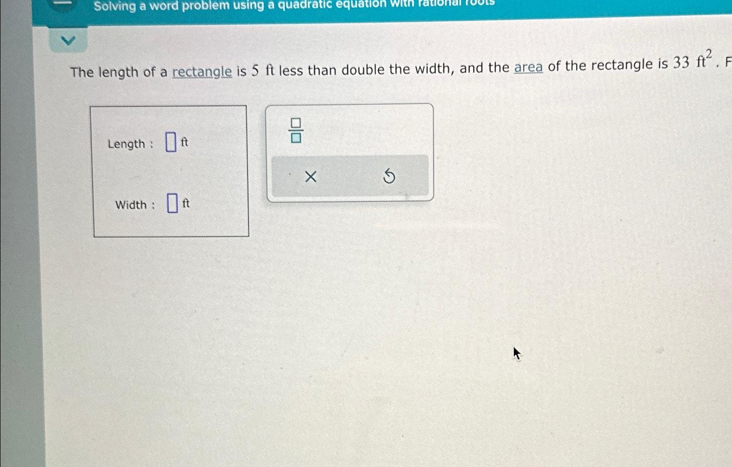 Solved Solving a word problem using a quadratic equation | Chegg.com