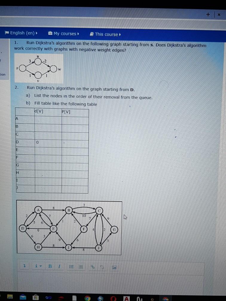 Solved English (en) My courses This course 1. Run Dijkstra's | Chegg.com