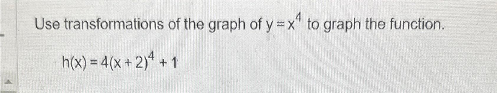 Solved Use transformations of the graph of y=x4 ﻿to graph | Chegg.com