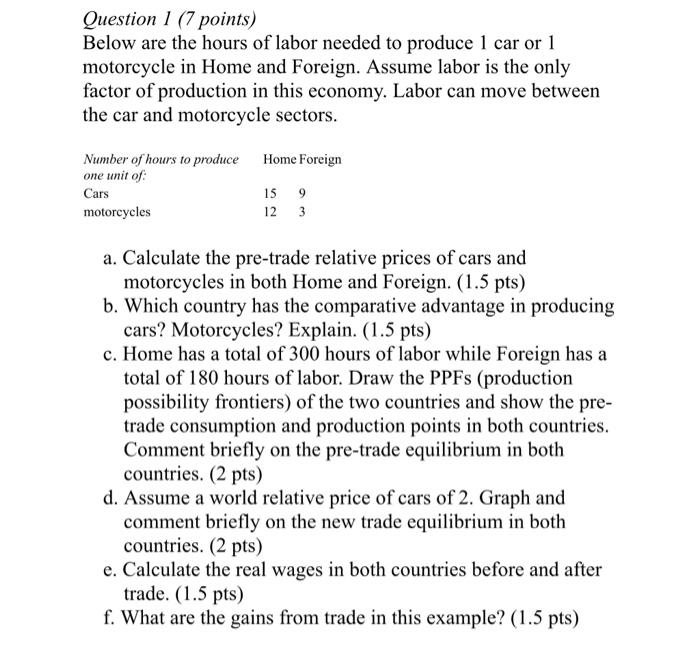 Solved Question 1 7 Points Below Are The Hours Of Labor 