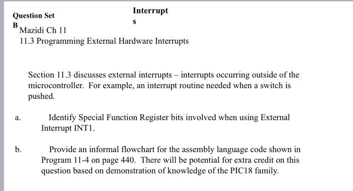 Question Set Interrupt B s Mazidi Ch 11 11.3 | Chegg.com