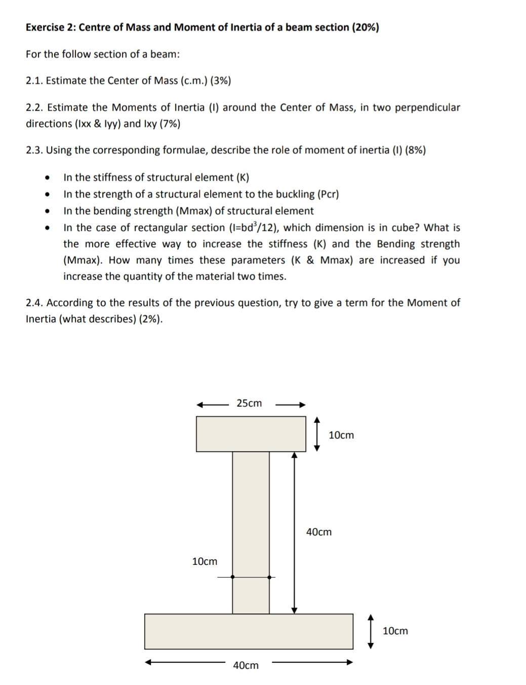Solved Exercise 2: Centre of Mass and Moment of Inertia of a | Chegg.com