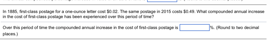 Solved In 1885 , ﻿first-class postage for a one-ounce letter | Chegg.com