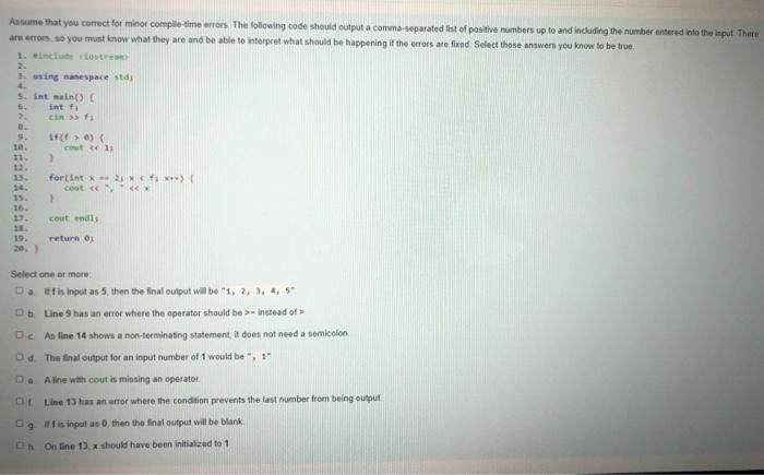 Solved Assume that you correct for minor compile-time errors | Chegg.com