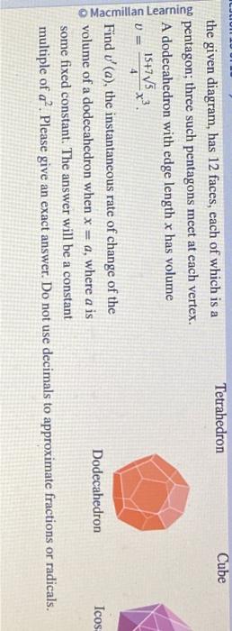 Solved A regular, convex polyhedron is constructed by | Chegg.com