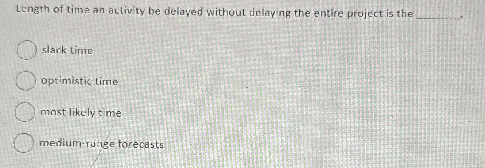 Solved Length of time an activity be delayed without | Chegg.com
