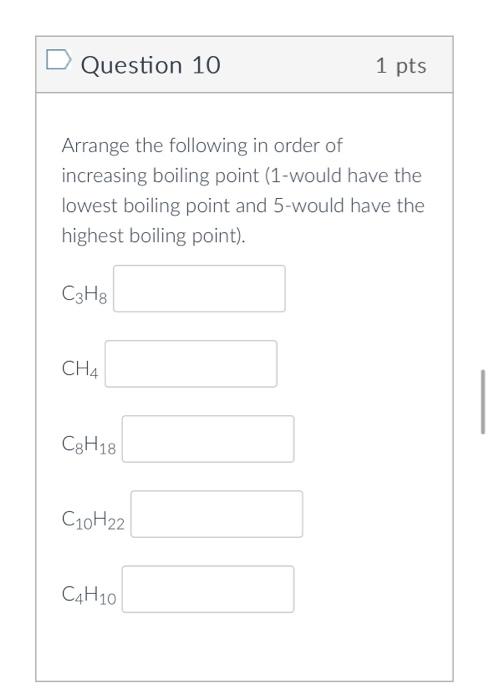 Solved Arrange the following in order of increasing boiling | Chegg.com
